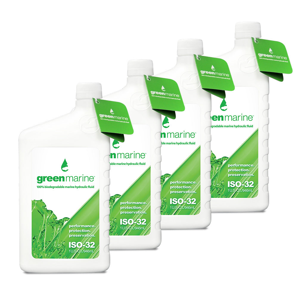 Power-Pole 4-Pack of Green Marine ISO-32 Hydraulic Fluid (1 qt Bottles ...